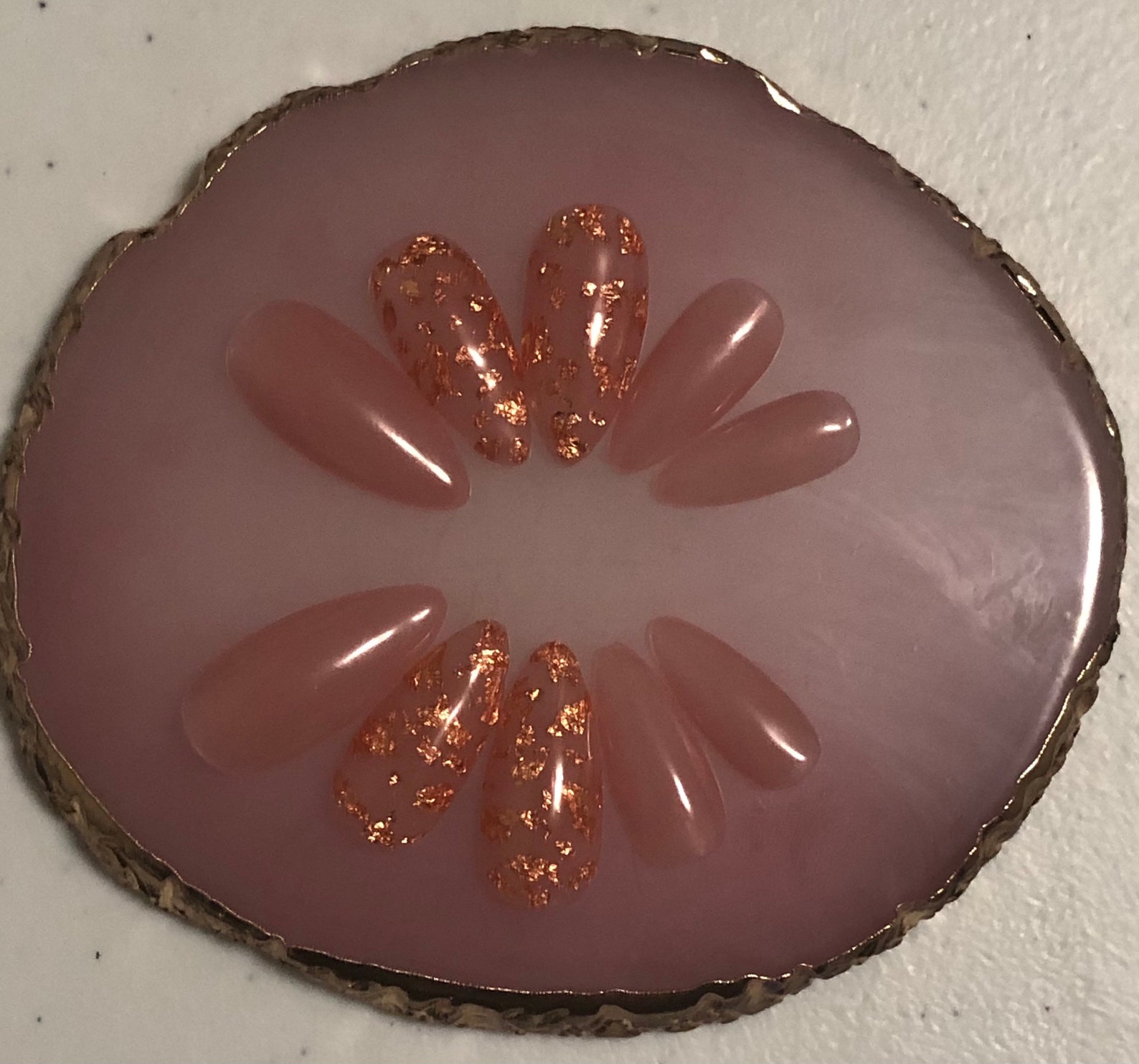 Translucent Pink Long Almond Press On Nails | Etsy