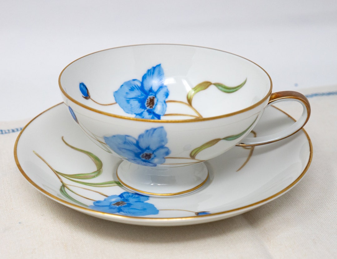 Rosenthal Blue Flower Teacup and Saucer Set, Vintage China Made in ...