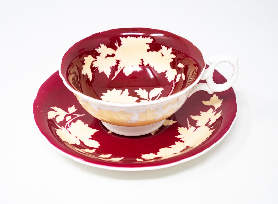 Wedgwood Ruby Red Teacup and Saucer Set, Mismatched by Backstamp ...