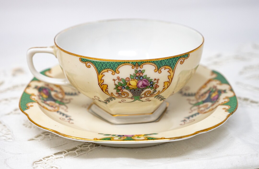 Concordia Lesov Hexagonal Teacup and Saucer Set, Vintage China Made in ...