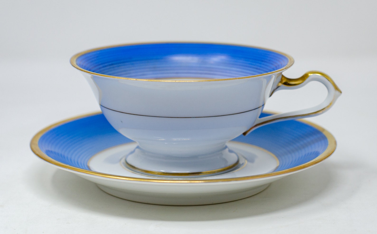 Eschenbach Blue Band Radial Rings Teacup and Saucer Set - Etsy