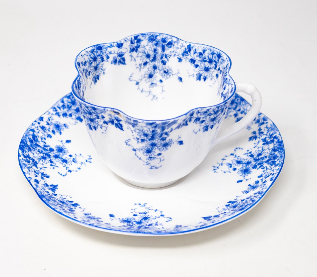 Shelley Dainty Blue Teacup and Saucer, Vintage Bone China, Blue and ...