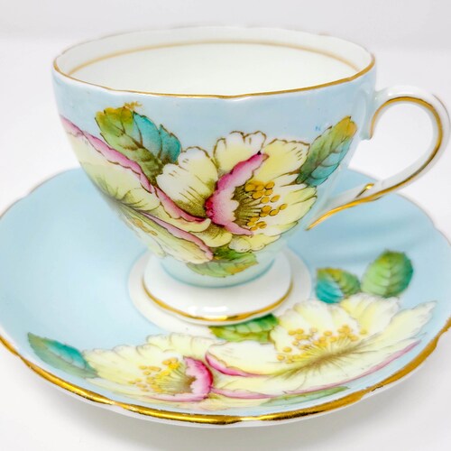 Pretty in Pink-foley China Teacup and Saucer V2404 - Etsy