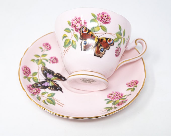 Tuscan "june Glory" Teacup and Saucer Set, Tender Pink, Butterflies and ...