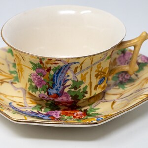 Unique Regal Potteries Bamboo-handle Teacup and Saucer Set, Hand ...