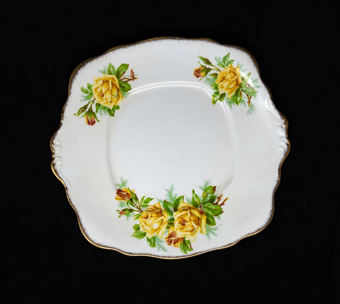 Royal Albert "tea Rose" Cake Plate, Yellow Roses Decor, C.1940s ...