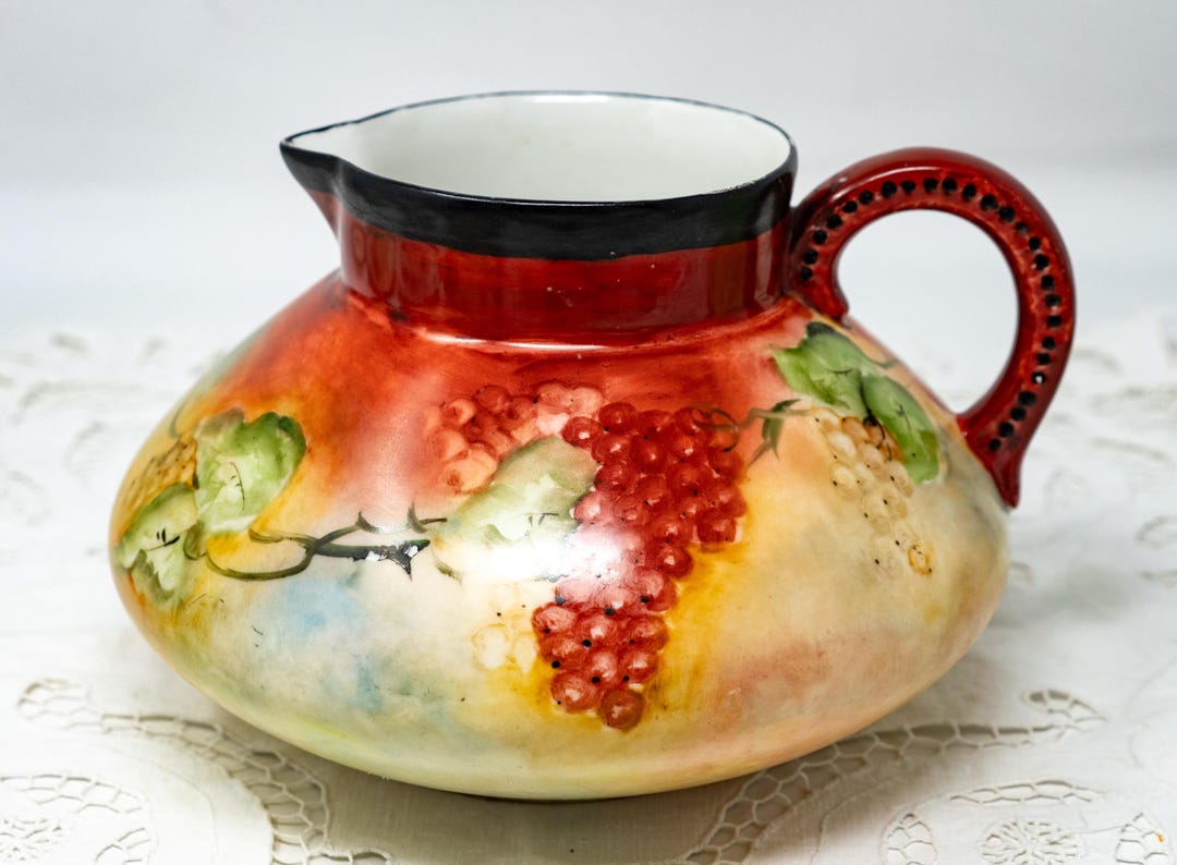 Limoges JPL Hand-painted Cider Pitcher, C.1891-1932, Antique Dinnerware ...