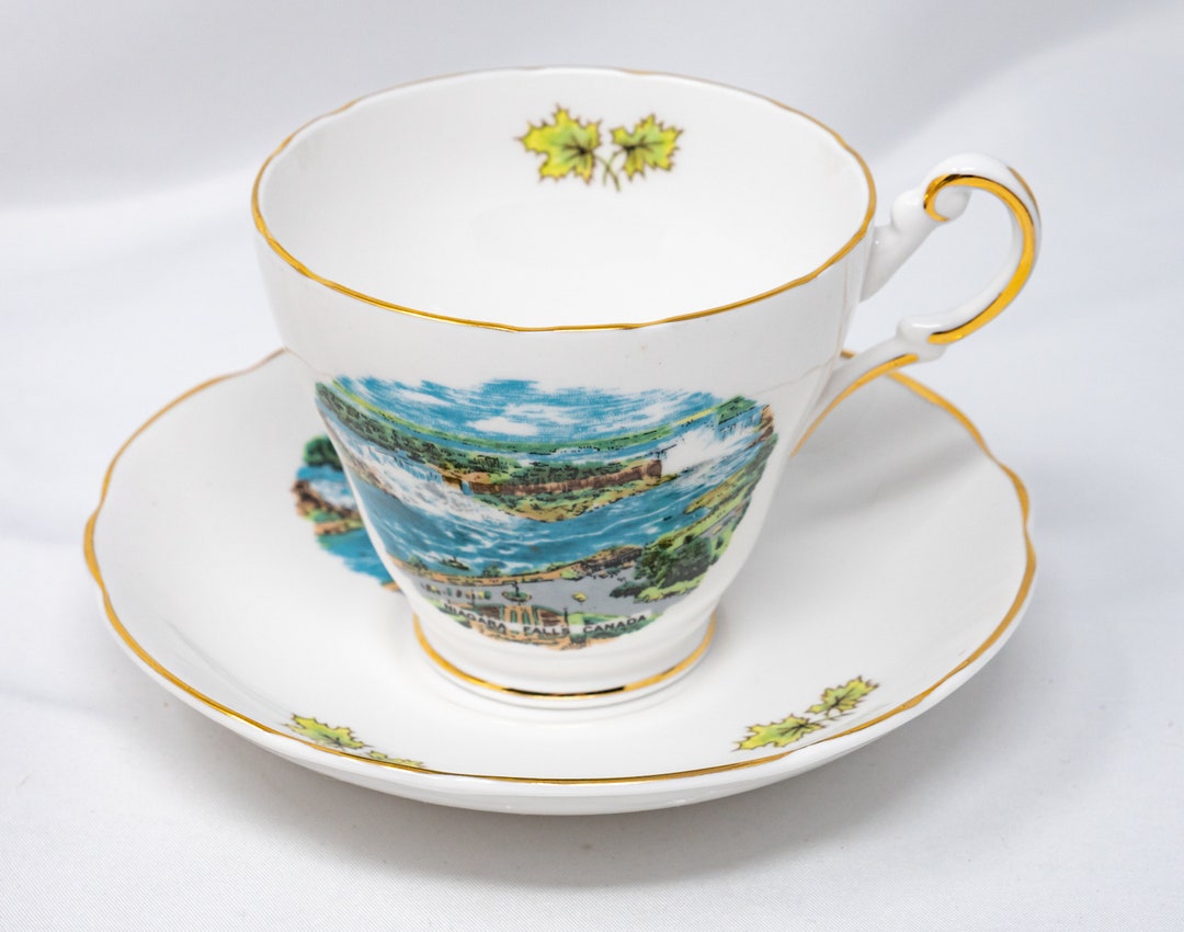 Vintage Regency "niagara Falls" Teacup and Saucer Set, Vintage Bone ...