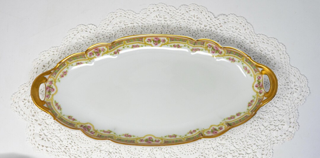 Limoges Elite Elongated Serving Dish, Flower Decoration, Bawo & Dotter ...
