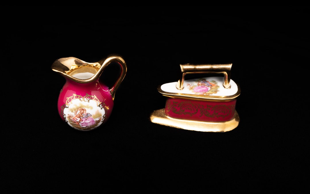 Selection of Vintage Limoges Miniatures, France, Red and Gold: Pitcher ...