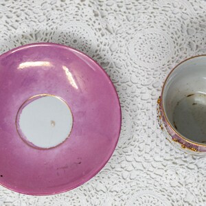 Antique German Teacup and Saucer, Pink Lusterware, "amistad", Victorian Cup, Antique Dinnerware ...