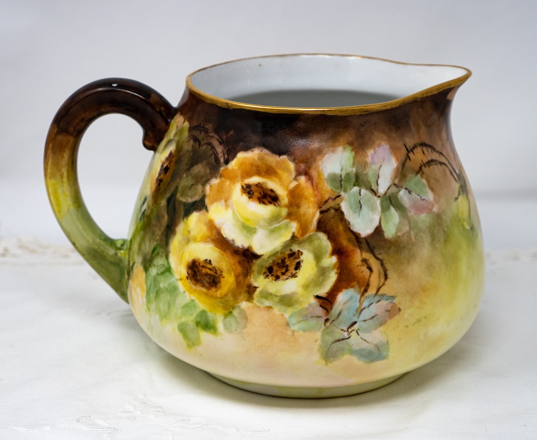 Limoges T&V Hand-painted Cider Pitcher, C.1892-1907s, Antique ...
