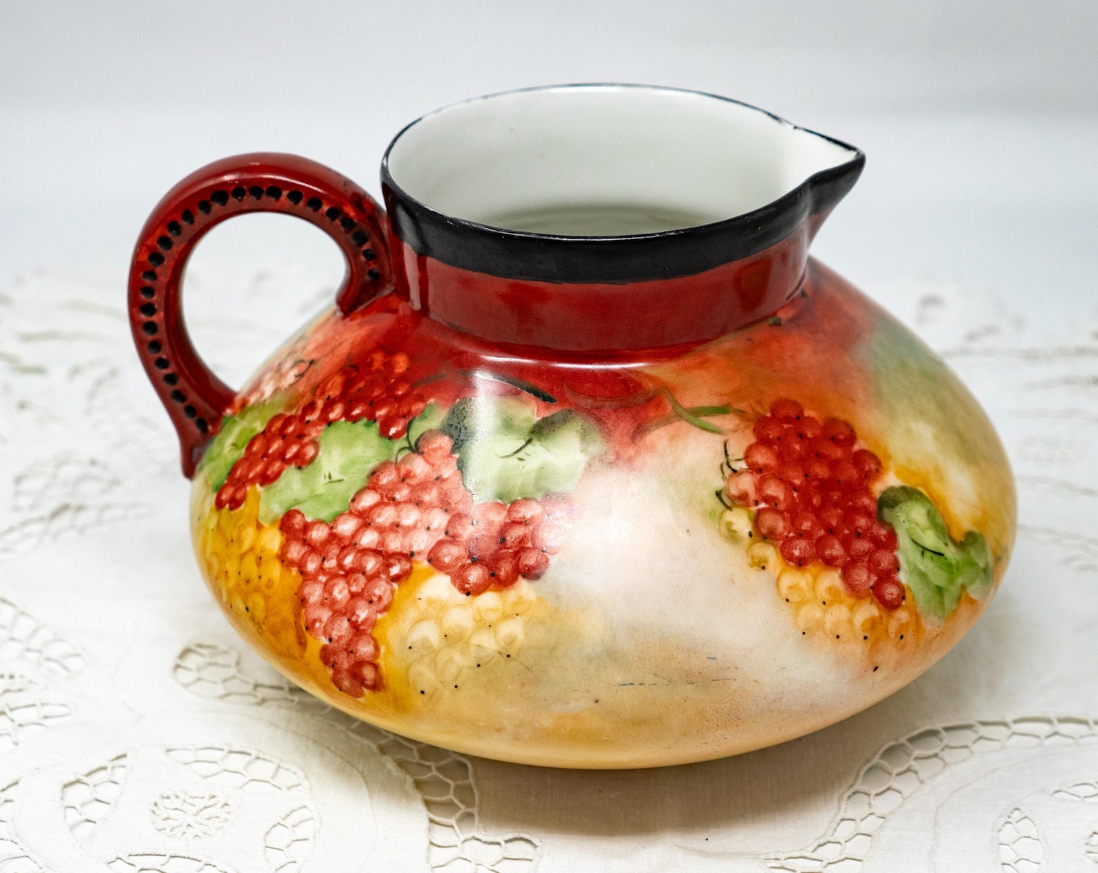 Limoges JPL Hand-painted Cider Pitcher, C.1891-1932, Antique Dinnerware ...