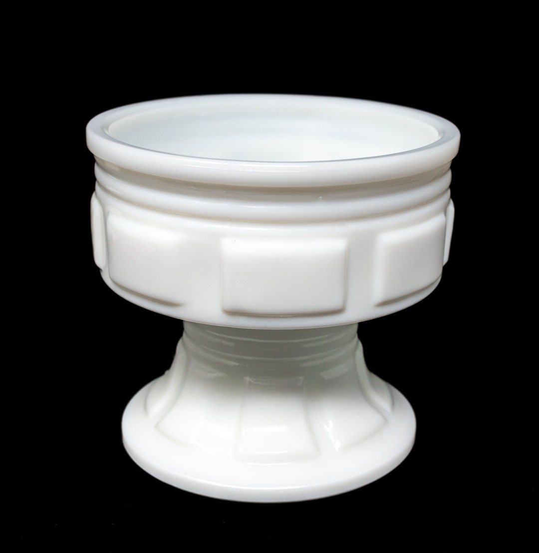 Randall Pedestal Vase Footed Planter, Window Pane Design, Vintage Milk ...