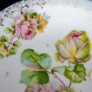 IPF Cobalt Blue Hand-painted Plate, Flower Arrangement With Roses ...