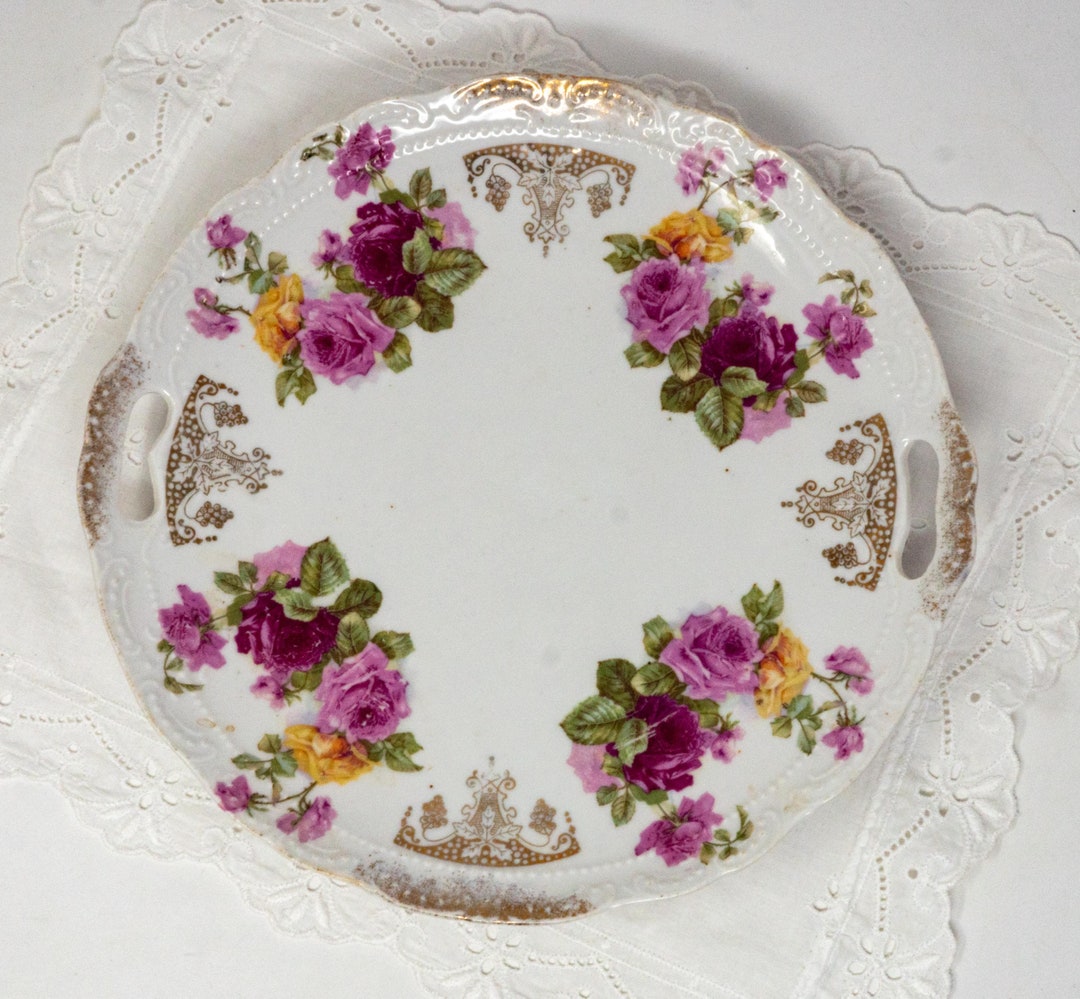 German Reticulated Handles Serving Dish, Cake Plate, Vintage Bone China ...