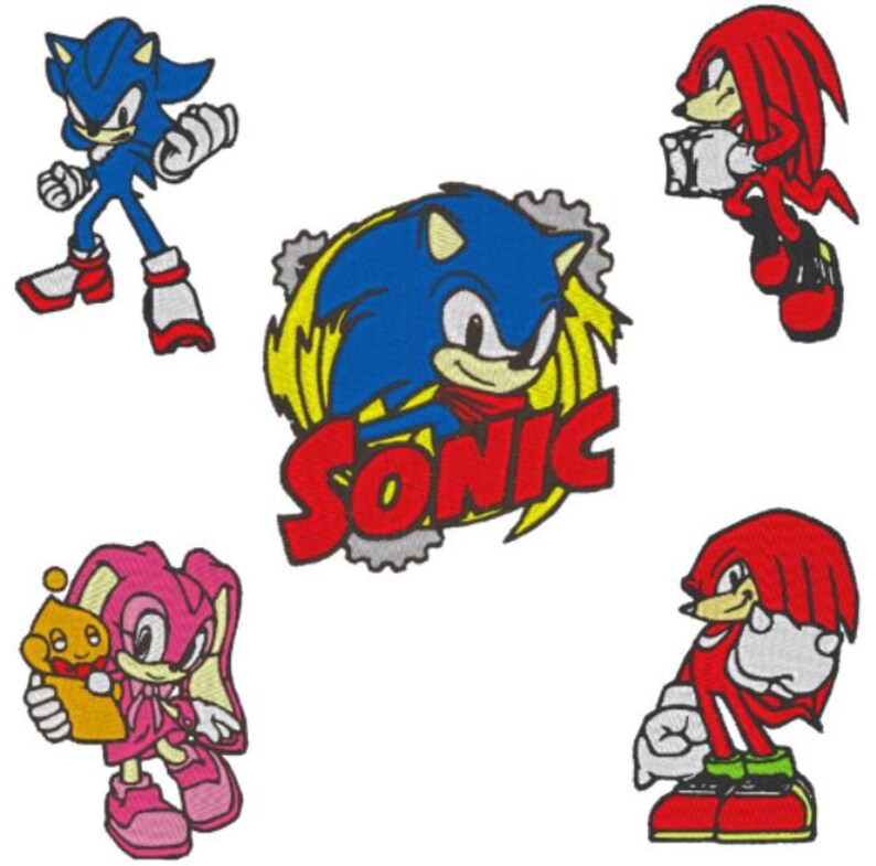 Embroidery design 5 sonic set 3 sizes | Etsy