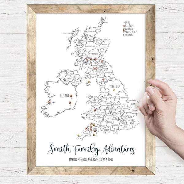 Uk Map Pin Board - Etsy UK