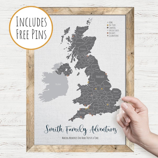Uk Map Pin Board - Etsy UK