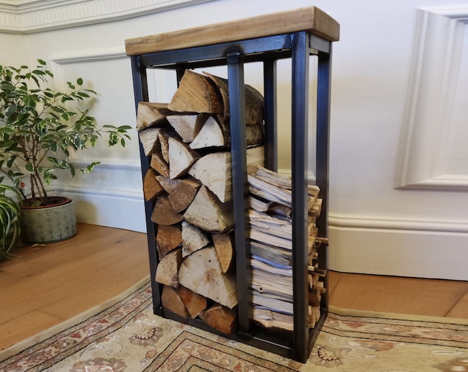 Log Store Indoor Log Holder Log Basket Wood Burner Log Storage Kindling ...