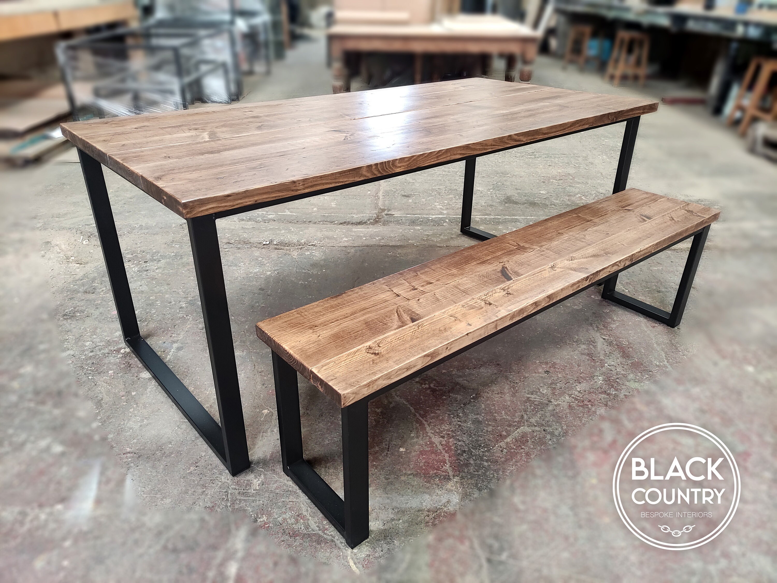 INDUSTRIAL DINING TABLE and Benches Reclaimed Table Rustic | Etsy