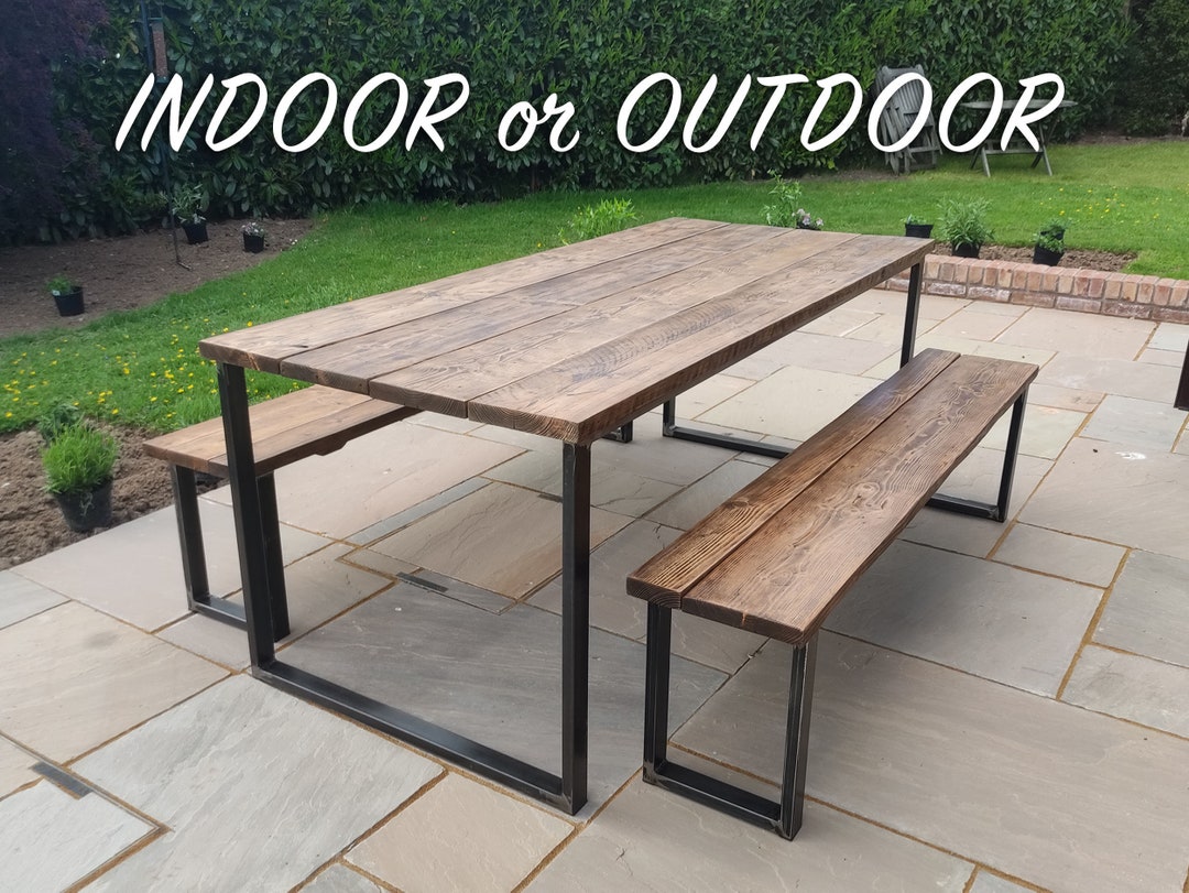 RUSTIC DINING TABLE With Industrial Steel Legs, Reclaimed Wood, Modern ...