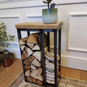 LOG STORE With Kindling Holder Handmade Furniture, Industrial Style ...