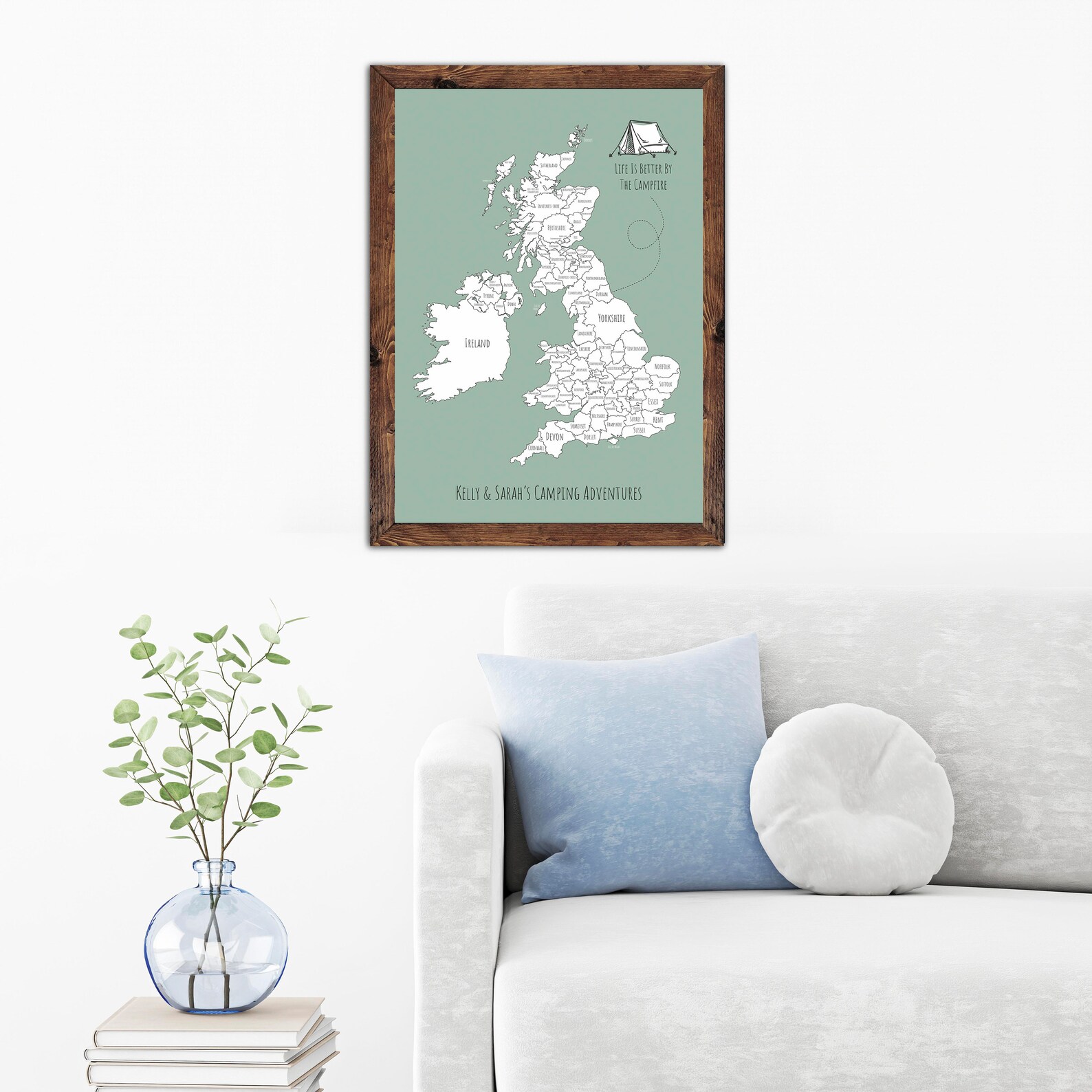 Personalised Camping Gift, UK Pin Map for Mapping Your Travels, Camping ...