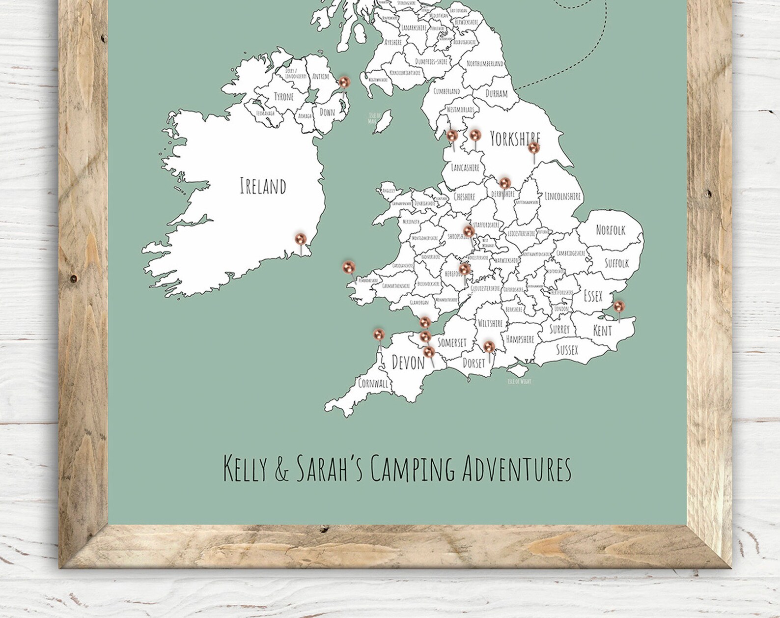 Personalised Camping Gift, UK Pin Map for Mapping Your Travels, Camping ...