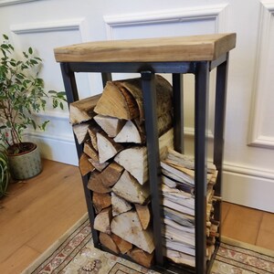 LOG STORE With Kindling Holder Handmade Furniture, Industrial Style ...