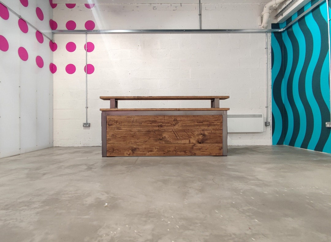 Modern Industrial Reception Desk, Salon Reception Desk, Rustic Desk ...
