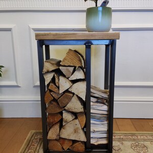 LOG STORE With Kindling Holder Handmade Furniture, Industrial Style ...
