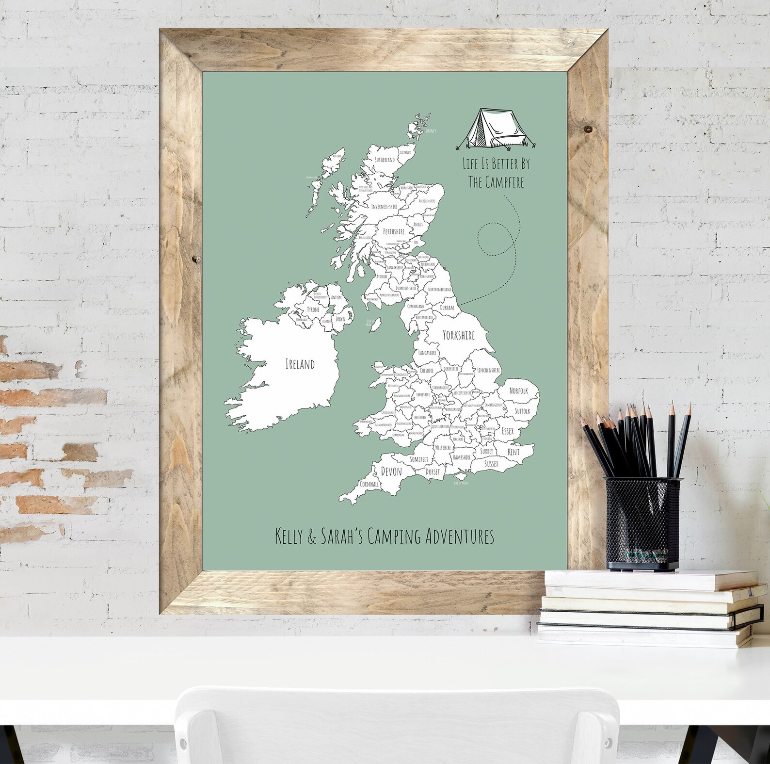 Personalised Camping Gift, UK Pin Map for Mapping Your Travels, Camping ...
