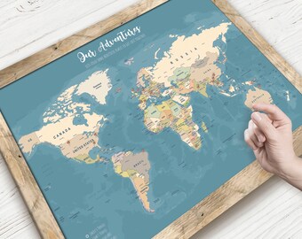 Personalised World Map Pin Board - Etsy UK