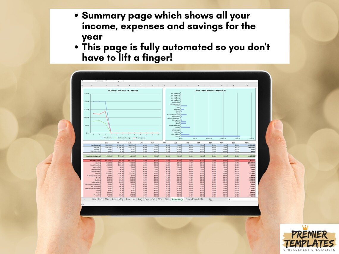 Personal Finance Tracker Spreadsheet Money Saving Management Income and ...