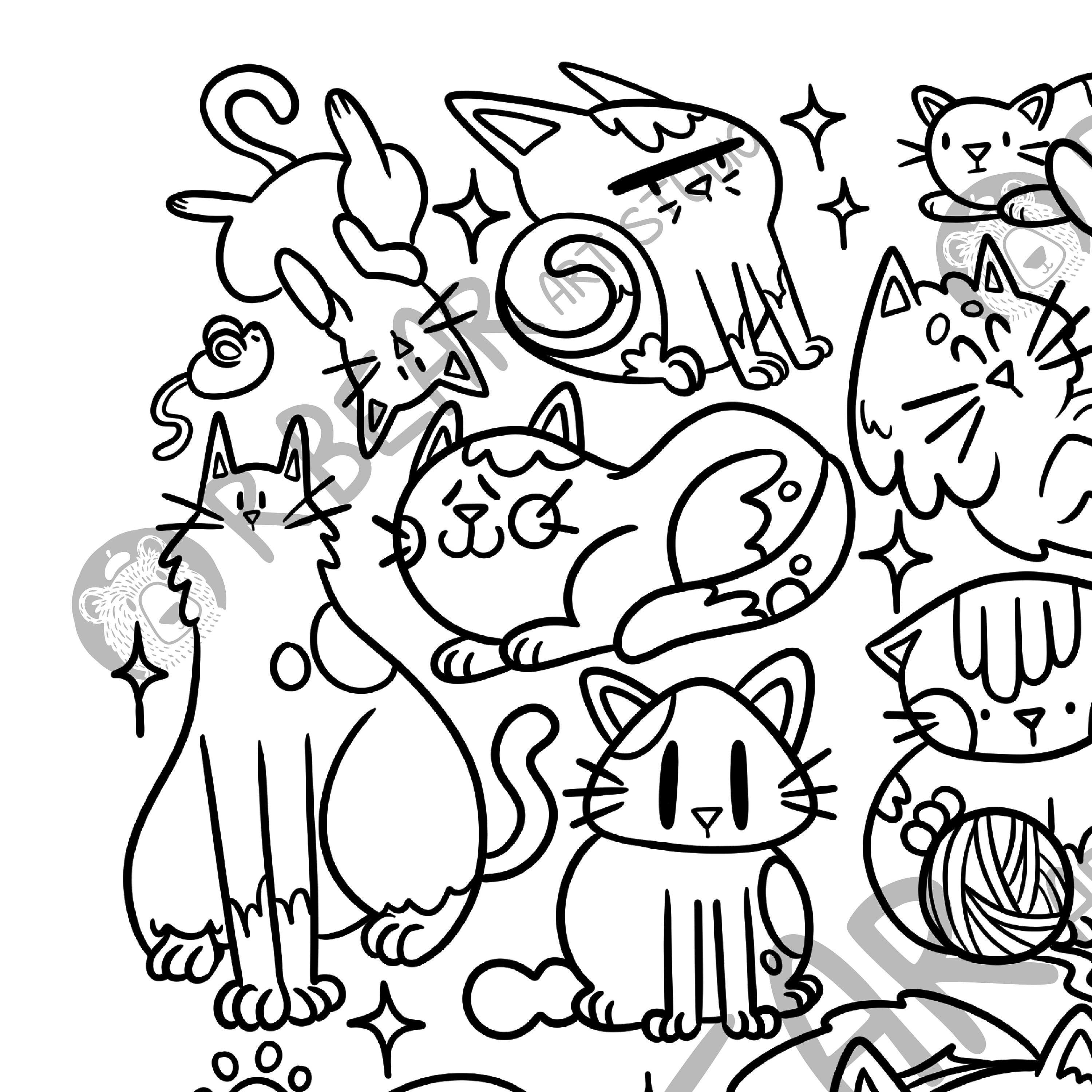 Cat Coloring Page, Coloring Page, Instant Download - Etsy