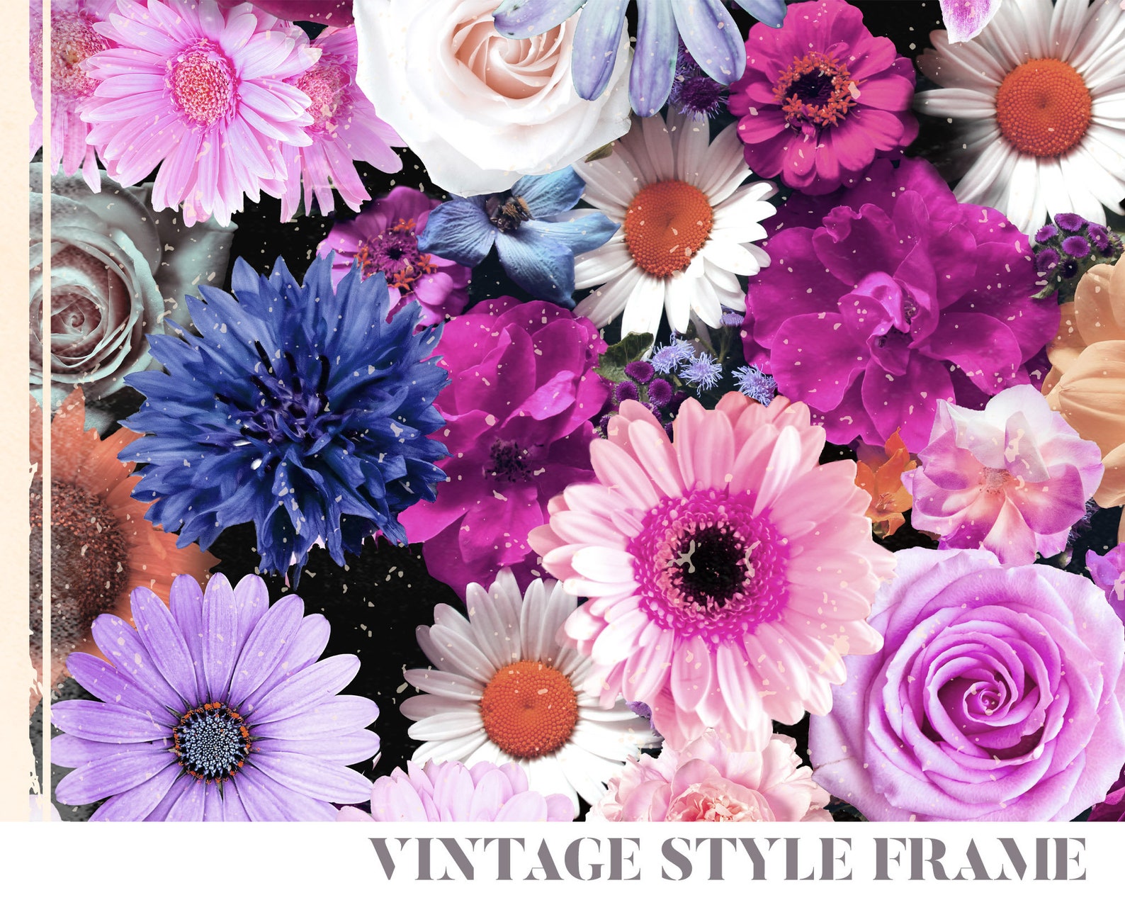 Flower Art, Vintage Style Flower Art Print, Pink Art Wall, Pink ...