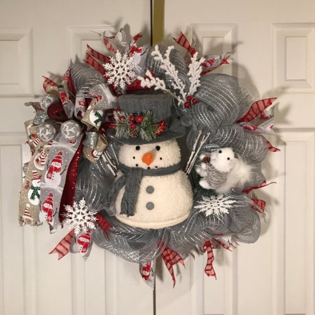 Snowman Christmas Wreath, Christmas Wreath, Snowman Wreath, Holiday ...