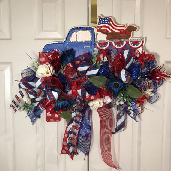 Patriotic Truck Rail Patriotic Rail Wreath Patriotic Truck - Etsy