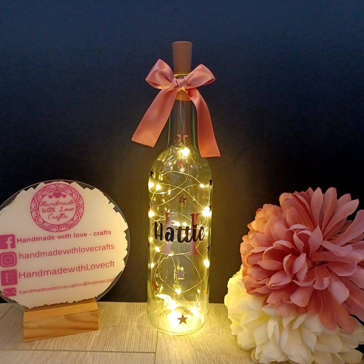 Personalised Light up Bottle, Initial Light up Bottle, Birthday Gift ...