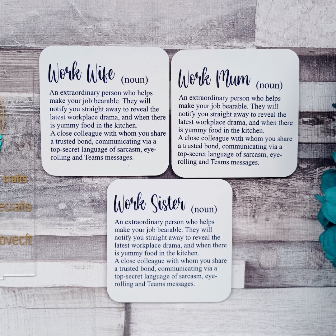 Work Wife Coaster, Work Husband Coaster, Work Colleague Quote Coaster ...