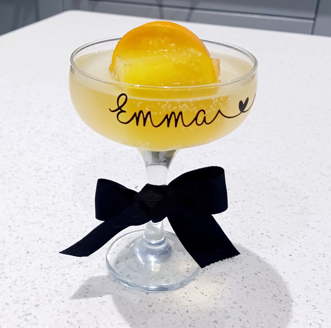 Personalised Glittered Cocktail Glass, Personalised Coupe Glass ...