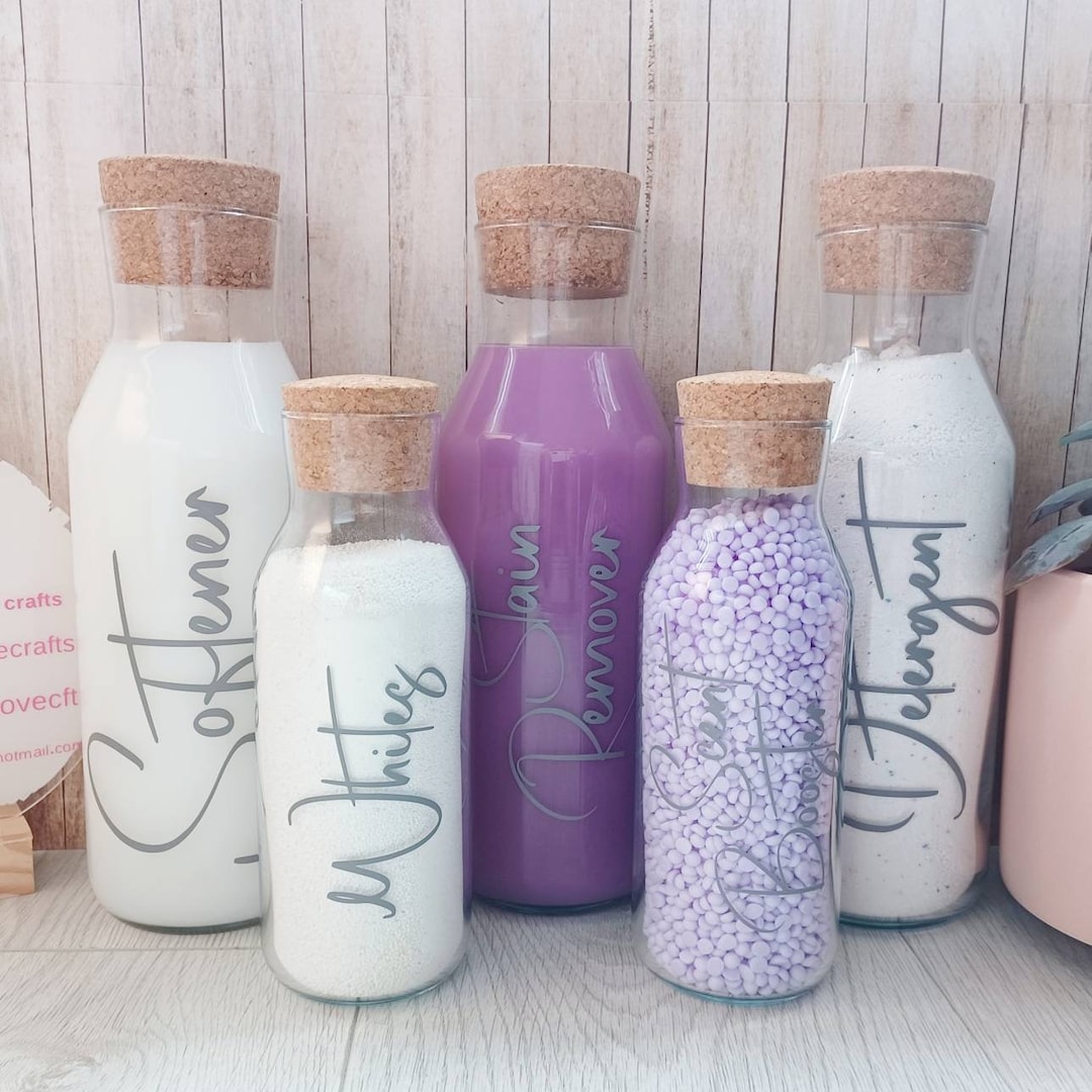Laundry Bottle, Customised Glass Bottles, Laundry Room Accessories ...