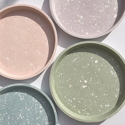 Large Round Pastel Decorative Tray 19cm Styling Display Dish - Etsy UK