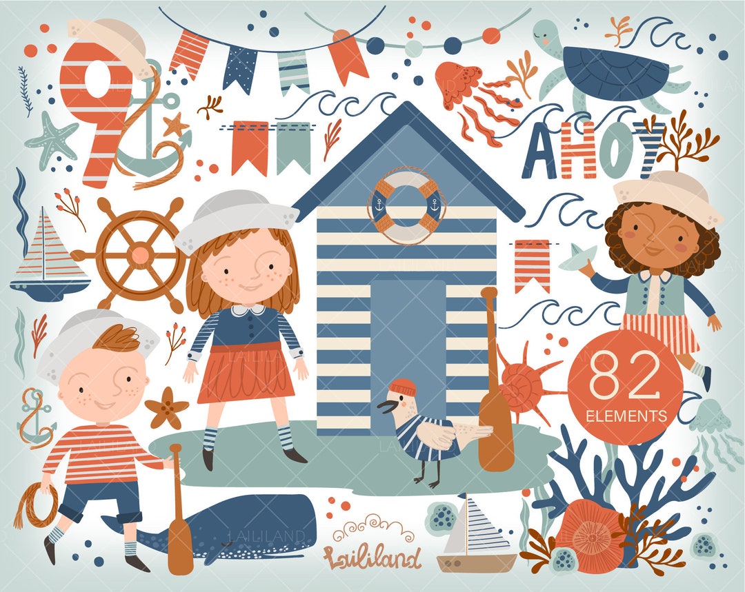 Nautical Clipart, Kids Clipart, Summer Clipart, Nautical Birthday ...