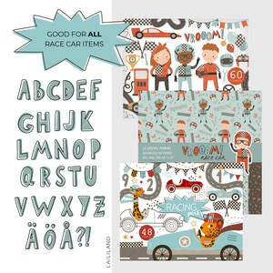 Decorative Alphabet Clipart, Race Car Hand Drawn Alphabet Png Files ...