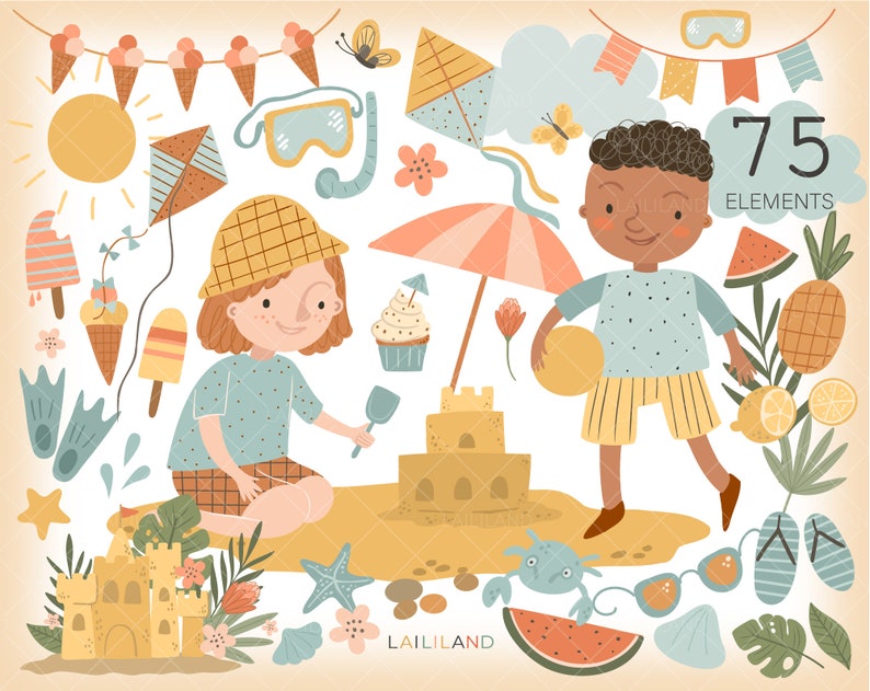 Summer Clipart Summer Time Kids Clipart Beach Clipart Pool | Etsy