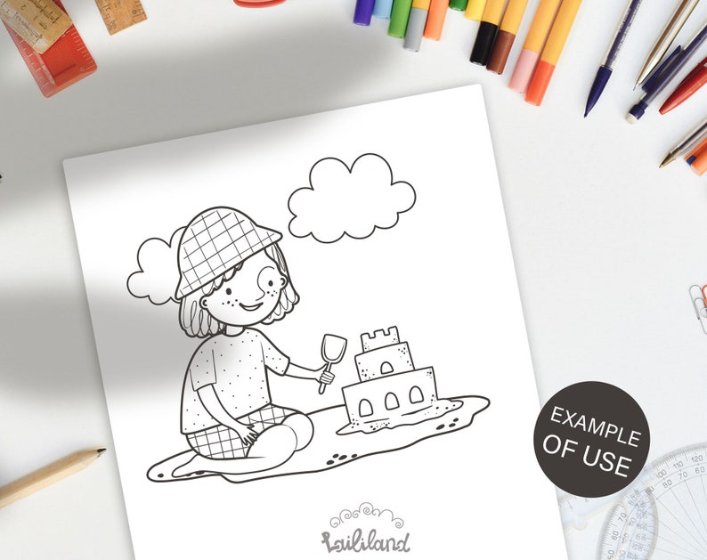 Summer Clipart Summer Time Black and White Png Files Kids - Etsy