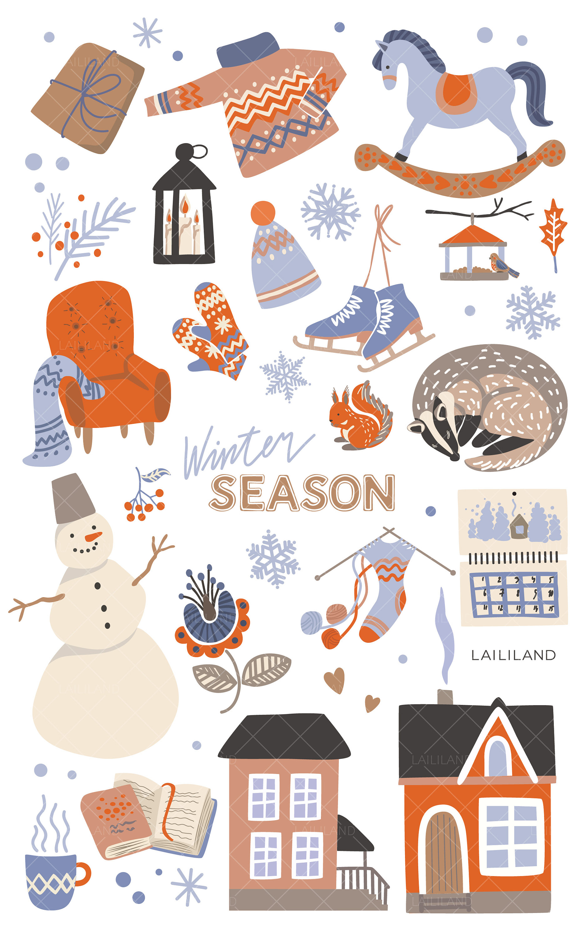 Winter Clipart Snowman Clip Art Gingerbread Clipart Winter - Etsy