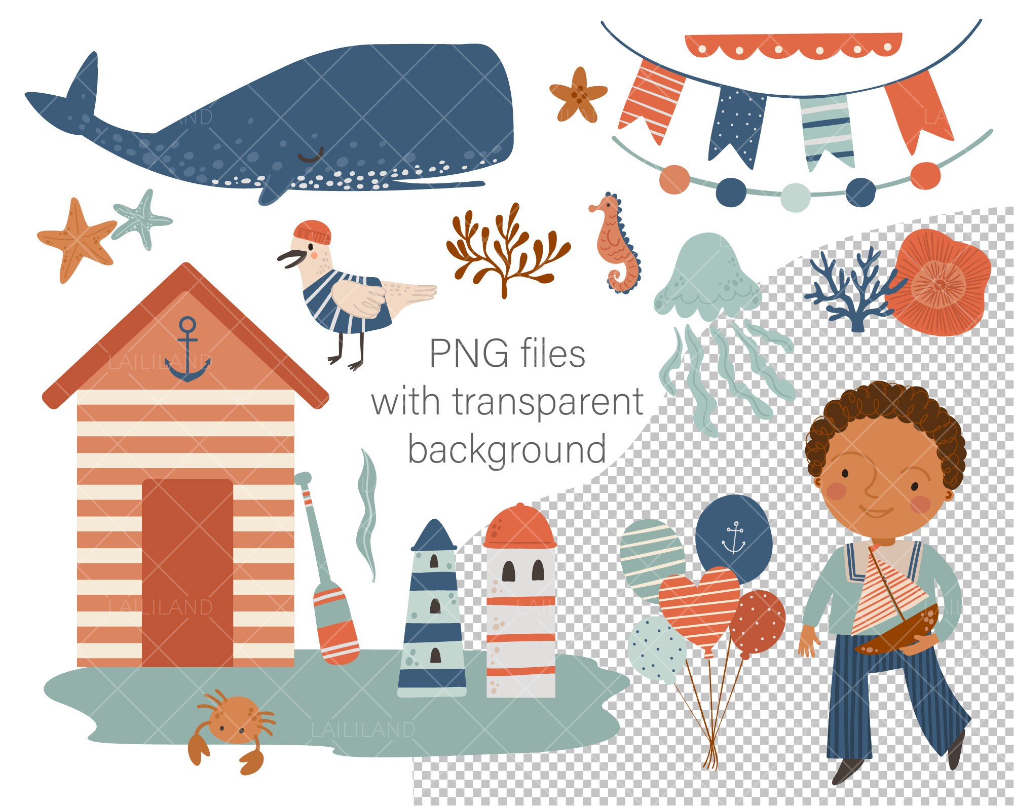 Nautical Clipart Kids Clipart Summer Clipart Nautical | Etsy